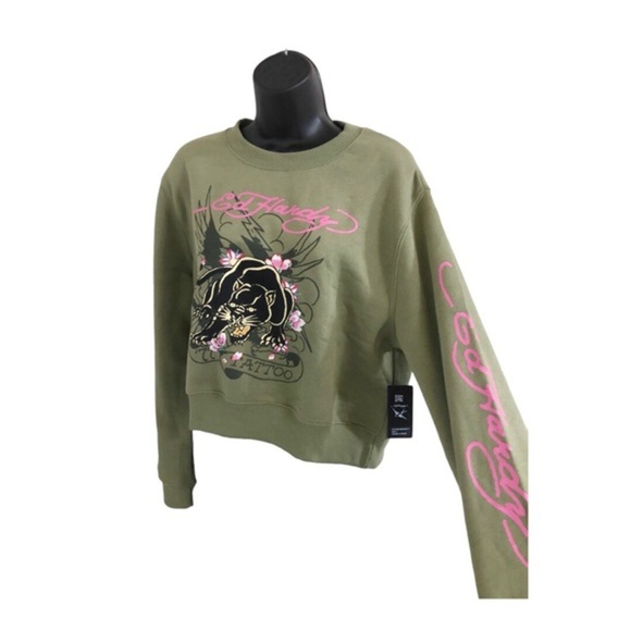 Ed Hardy | Tops | Ed Hardy Green Graphic Print Black Panther Pink ...
